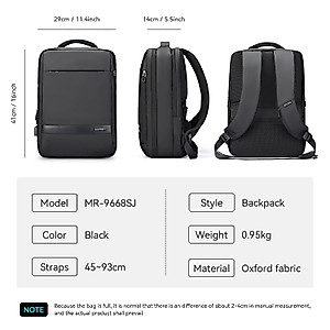 Carry On Backpack Flight approved, Business Backpack With USB Charging Plug Fit 15.6 Inch Laptop Work Computer Tech Backpack For Traveling On Airplane