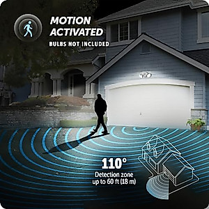 Globe Electric 17000269 110-Degree 240 W Twin Head White Hardwired Motion Sensor Security Flood Light, Spotlight, Outdoor, Outside House Lights