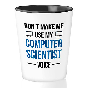 Bubble Hugs Scientist Shot Glass 1.5oz - Computer Voice - Science Lover Technician Engineer Science Data Analyst Chemistry Scientist Laboratory Partner Software