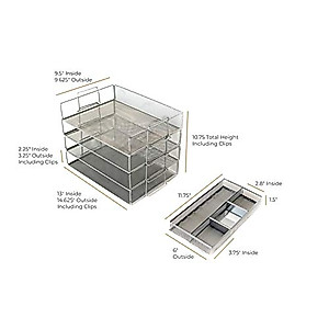 Blu Monaco Desk Organizers and Accessories Stackable Paper Tray - 4 Tier Stackable Letter Trays - Silver Metal Mesh File Holder Organizer