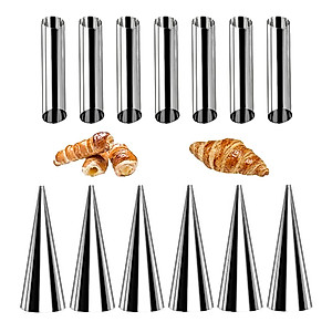 Grehge Chusen 35pcs Cream Horn Mold, Cannoli Forms Tubes Kits, Non-stick Stainless Steel 16pcs Cone Shaped and 12pcs Tubular Shaped Baking Molds for Danish Pastry Lady Lock Form, Cream Roll