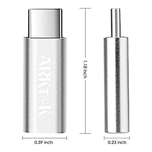 ARKTEK USB-C Adapter i OS Lighting Cable (Female) to USB Type C (Male) - Charging Adapter with 56K Resistor, Compatible for Galaxy S20 Note 10 Pixel 4 and More, Sivler Aluminum (4 Pack)