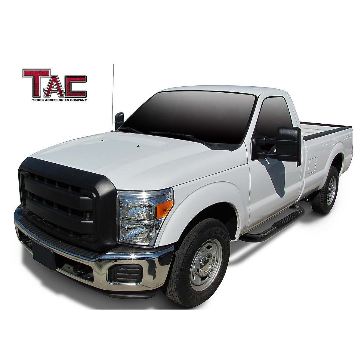 TAC Side Step Fit 2015-2024 Ford F150 Regular Cab | 2017-2024 Ford F250/F350/F450/F550 Super Duty Regular Cab 3" Black Nerf Bars Running Boards Off Road 2pcs