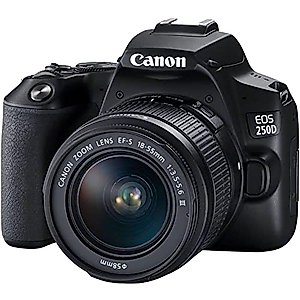 Camera EOS 250D (Rebel SL3) DSLR Camera w/EF-S 18-55mm F/3.5-5.6 Zoom Lens + Case + Sandisk 64GB Memory Card + 3pc Filter Kit + Card Reader + Cleaning Kit (International Model)