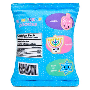 iscream Hanukkah Cookies 10" x 6" Holiday Fleece Play Pillow Set with Dreidel, Menorah and Star Cookies