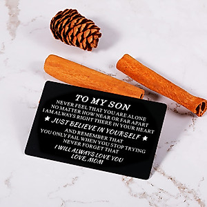 CYKARA Inspirational Christmas Gift for Son Wallet Insert Card, Black, 1 Piece, 12th, 16th, 18th, 21st, 30th Birthday, Christmas, Graduation, Valentine's Day