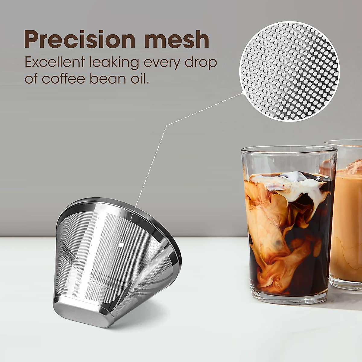 Aieve Reusable Coffee Filter Compatible with Ninja Dual Brew Pro Coffee Maker CFP301 CFP201 CFN601, Coffee Filters #4 Permanent Cone Coffee Basket