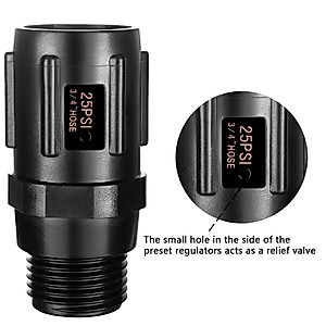 Breezliy 2pcs Garden Hose Pressure Regulator 25 PSI, 3/4" FHT × 3/4“ MHT, Pressure Reducer, Great for Drip Irrigation System Distributing Regulator drip Irrigation Parts emitters for drip line