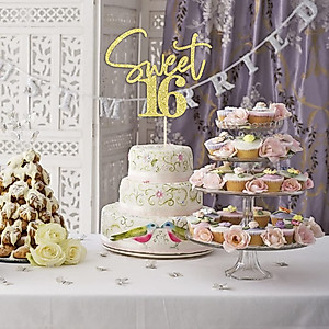 Bejotaa Gold Sweet 16 Cake Topper - 1 Premium Glitter Birthday Cake Topper