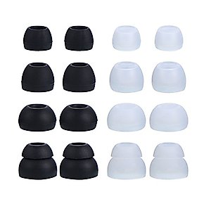 EBOOT Replacement Earbuds Silicone Eartips Earpads Compatibe with Skullcandy Earphones, Black and Clear, 8 Pairs