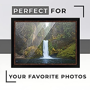 10x27 Rustic Brown Real Wood Picture Frame Width 1.25 Inches | Interior Frame Depth 0.75 Inches | Martino Modern Photo Frame Complete with UV Acrylic, Foam Board Backing & Hanging Hardware