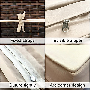 Qaworci Outdoor Cushion Slipcovers, Waterproof Patio Cushion Covers Replacement, Washable Patio Cushion Covers, Cushion Covers for Patio Furniture with Zipper (23.6 * 23.6 * 3.5 inches-14, Beige)