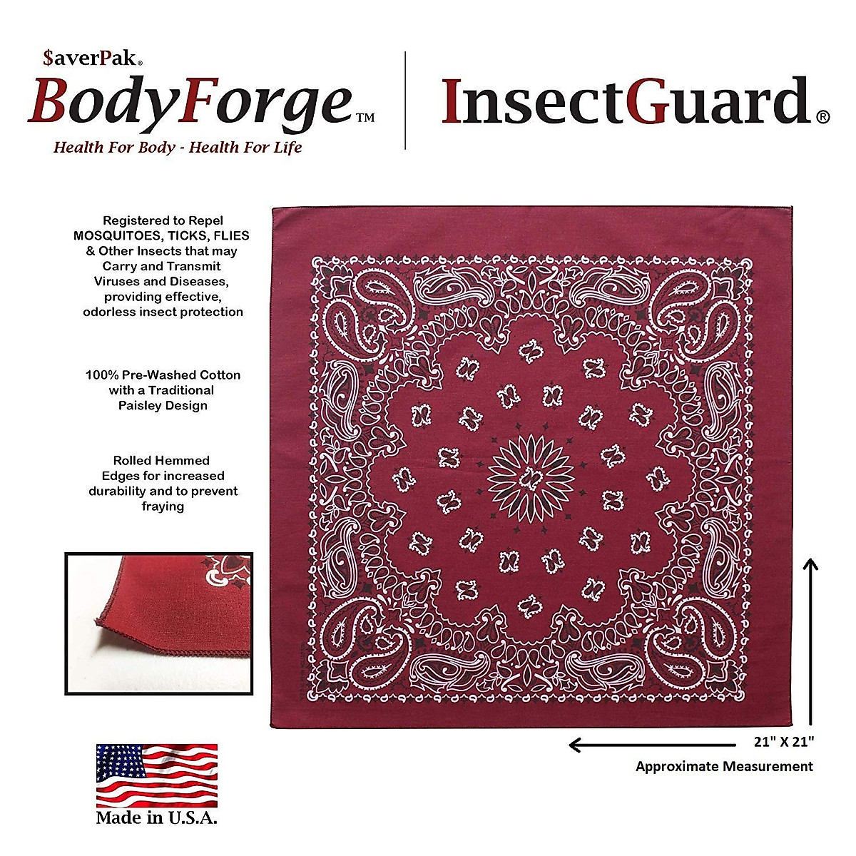 $averPak BodyForge - InsectGuard Permethrin Treated Mosquitoes, Flies, Ticks & More Insect Repellent Bandanna Face Mask Headband (Digital Camo)
