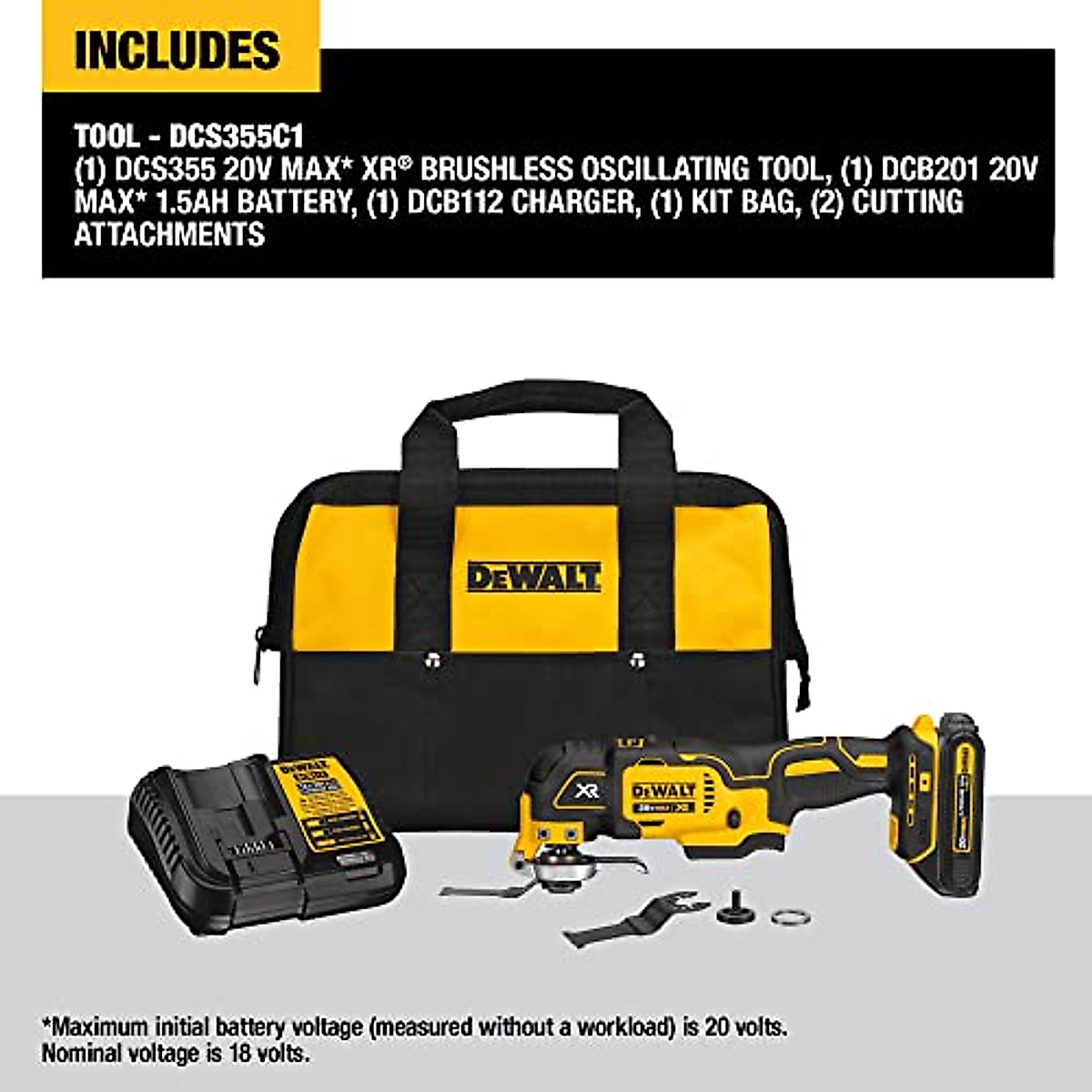 DEWALT DCS355C1 20V Max XR Brushless Oscillating Tool Kit