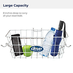 Drive Medical 10200B Walker Basket with Plastic Cup Holder, White