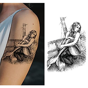 YAKAGO 13 Pieces Mermaid Temporary Tattoos For Women Girls Waterproof Fake Tattoo Stickers