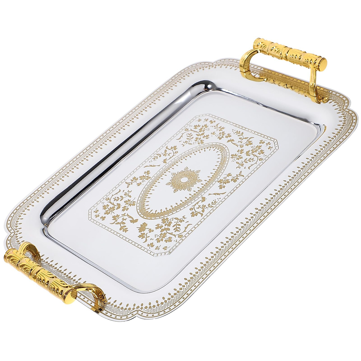 Zerodeko 1Pc Retro Fruit Tray European Style Tray Food Plate Double Handle Tray for Hotel Home Buffet