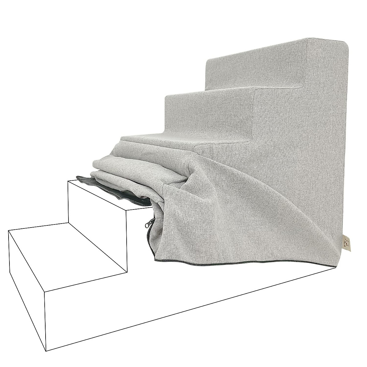 Best Pet Supplies Foam Pet Steps Cover for Small Dogs and Cats, Portable Ramp Stairs for Couch, Sofa, and High Bed Climbing (Cover Only) - Sand, 5-Step (H: 22.5") (Cover Only)