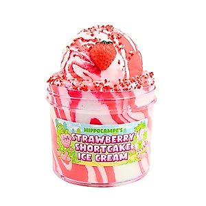 Strawberry Shortcake Ice Cream Slime (SCENTED) | Handmade Slime | Hippocampe Slimes (6OZ)