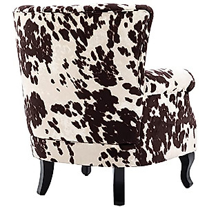 DM Furniture DM-Furniture Cow Print Accent Chair Modern Tufted Wingback Armchair Club Chair Velvet Single Sofa Lounge Chair with Pillow for Living Room Bedroom, Cow