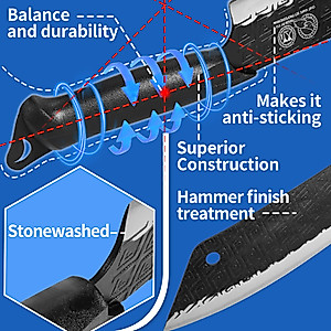 XYJ Portable Chef Knife Set Professional,Since 1986,Culinary Cooking Knife,Camping Slicing Vegetable Knives With Cover,Bag,Sharpening Stick,Full Tang for Mom Dad