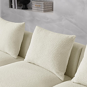 GNIXUU Modular Sectional Sofa, Modern Minimalist Boucle Fabric U-Shaped Sectional Couch, Comfy Double Chaise Lounge 4 seat Couch Set with Pillows for Living Room, Office, Apartment，117Inch(Beige)