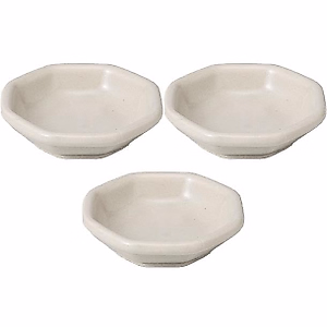 セトモノホンポ(Setomonohonpo) Set of 3 Gray Octagonal Plates [3.0 x 2.8 x 0.8 inches (7.5 x 7.2 x 2 cm) | Delicacy