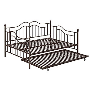 DHP Tokyo Daybed and Trundle with Metal Frame, Full Over Twin Size, Brushed Bronze