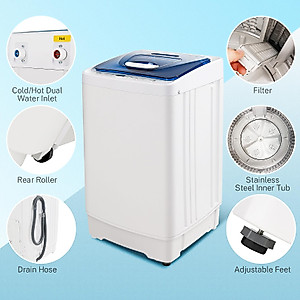 Nictemaw Portable Washing Machine, 17.8Lbs Capacity Full Automatic Portable Washer, 2.3 Cu.ft Portable Washer Dryer Combo with 8 Cycles, LED Display, Drain Pump for Apartment, Dorm, RV