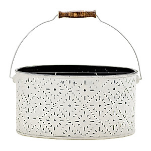 Boston Warehouse Embossed Flatware Caddy, White