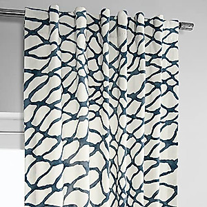 HPD Half Price Drapes Printed Cotton Twill Curtains For Room Décor 50 X 108 (1 Panel), PRTW-D50C-108, Ellis Blue