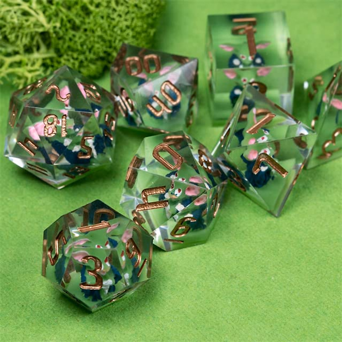 Goblin Monster Sharp DND Dice Set with Leather Dice Box | for Dungeons and Dragons, D&D, Sharp Edge, D20 Polyhedral Resin Dice, Dungeons and Dragons Gifts, Accessories