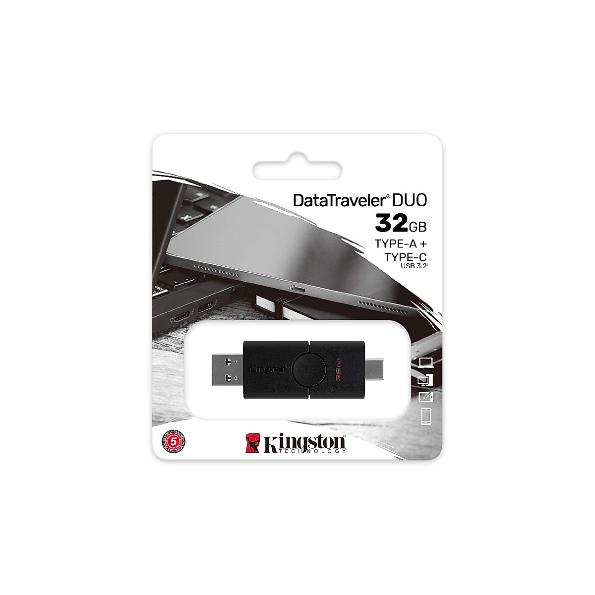 Kingston DataTraveler Duo 32GB USB-A and USB-C Dual Connector Flash Drive (DTDE/32GBCR)