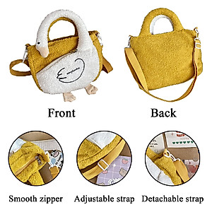 XACKWUERO Cute Plush Goose Bag Funny Cartoon Goose Purse Tote Handbag Large Capacity Crossbody Bag Novelty Purses for Women (Blue)