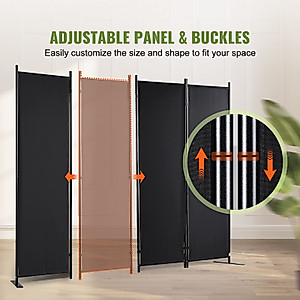 VEVOR Partition Screen, 5.6 ft Privacy Panels (4-Panel), Cloth Separator for Office, Bedroom, Dining, Study Areas, Standalone, Black