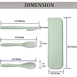 4 Sets Wheat Straw Cutlery,Portable Cutlery Spoon Knife Fork Tableware Set with Case for Adults Travel Picnic Camping Daily Use,Eco-Friendly BPA Free,4 Colors