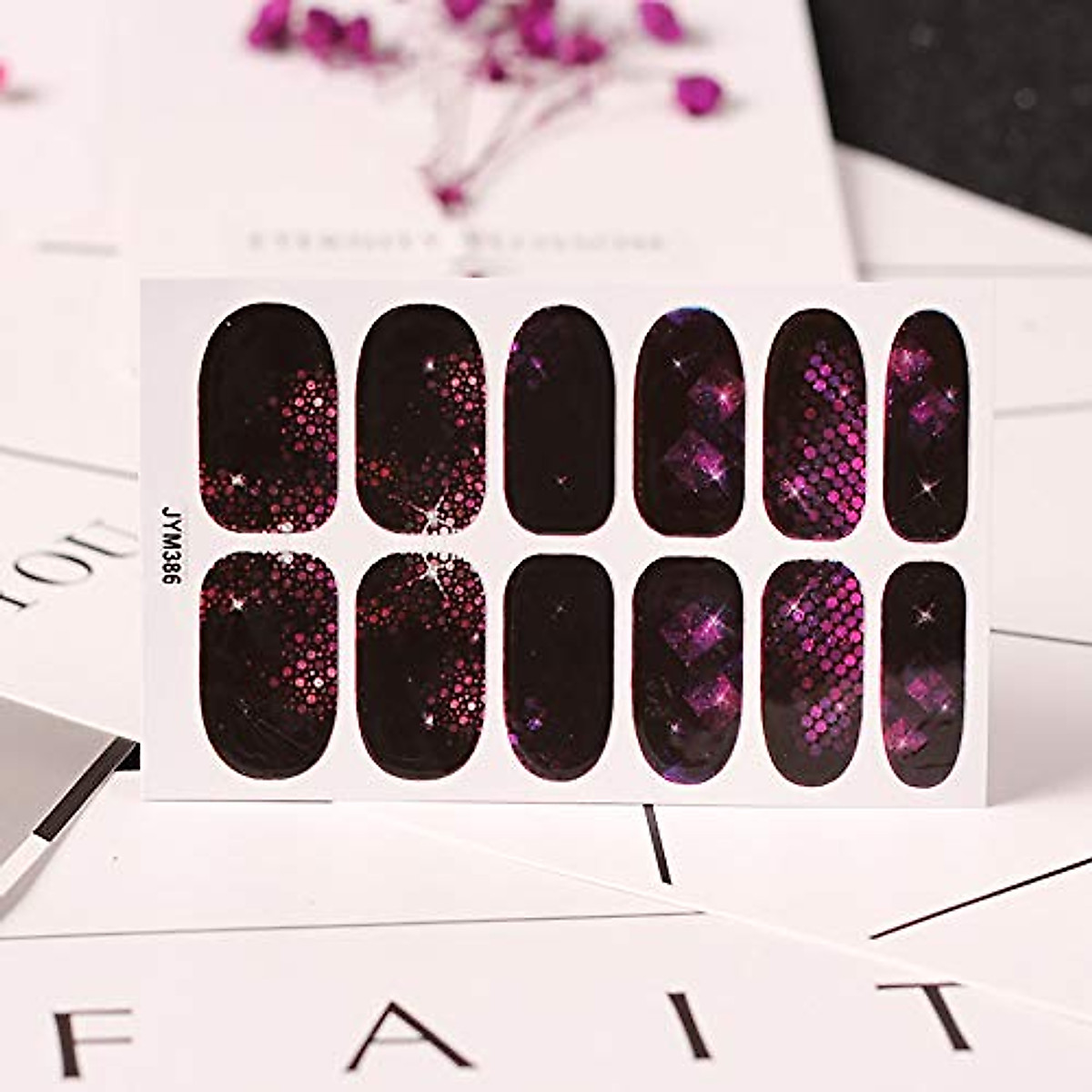 SILPECWEE 6 Sheets Starry Sky Galaxy Nail Polish Strips Self Adhesive Nail Wraps Nail Polish Stickers for Women Nail Art Stick on Nails with 1pc Nail File