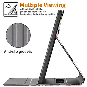 VORI Case for All-New Amazon Fire HD 10 Tablet (11th Generation 2021 Release) and Fire HD 10 Plus, Folding Stand TPU Cover with Auto Wake/Sleep & Hand Strap for Fire 10.1 Inch 2021, Flower Rose