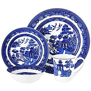 Johnson Brothers Willow Blue 4 Piece Place Setting, Blue and White