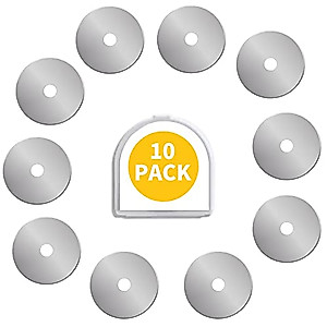 WhisperDream 60mm Rotary Cutter Blades - 10 Pack Replacement Blades - Sharper Blades Have Better Cutting Effect, Great for Sewing, Quilting Supplies, Fabric and Crafts (Round Hole-60mm)