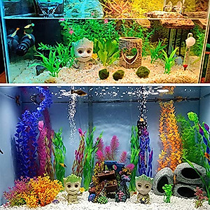 Ulifery Baby Groot Fish Tank Decorations with Bubbler, Small Fish Tank Decor, Toy Air Ornament Figurines Aerating Aquarium Decorations