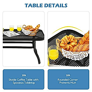 SMLJLQ 2PCS Patio Loveseat Bench Table Furniture Set Cushioned Chair Turquois Loveseat Coffee Table