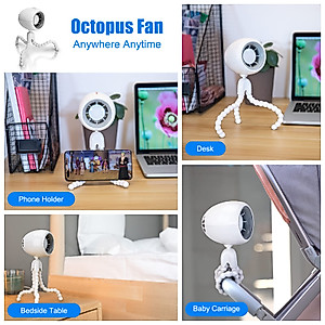 SWTOIPIG Stroller Fan, Portable Bladeless Fan, ​Mini Handheld Fan with Tripod, Clip on Fan, 3 Speeds Rechargeable Operated Fan for Stroller, Car Seat, Crib, Phone Holder and Desktop