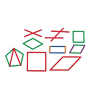 LEARNING ADVANTAGE GeoStix Basic Set - 80 Construction Sticks - 24 Activity Cards - 2 Protractors - Build 2D Shapes and Measure Angles - Teach Geometry with Construction