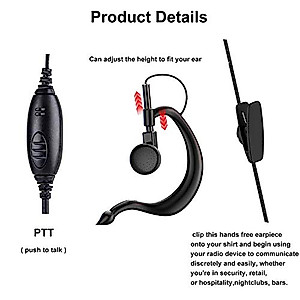 SAMCOM Walkie Talkie Earpiece with Mic G Shape 2 Pin Headset Soft Ear Hook Earpiece Headset 3.5mm Plug Ear Hook Listen Only Two Way Radios