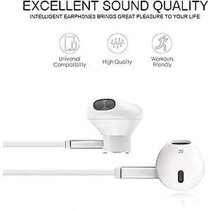 ARC Wired Earbuds in-Ear Headphones, Earphones with Microphone, Slide Volume Control Noise Isolation Ear Buds Ear Tips, 3.5mm Jack for iPhone, iPad, Samsung, Computer, Laptop, Gaming, Sports - White