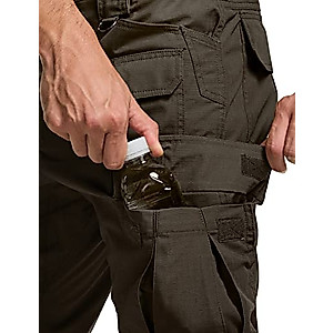 CQR Men's Tactical Pants, Water Resistant Ripstop Cargo Pants, Lightweight EDC Work Hiking Pants, Outdoor Apparel, Duratex Mag Pocket Dark Brown, 34W x 32L