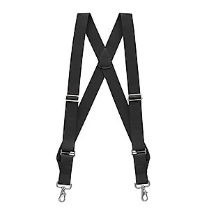 Suspender Store Side-Clip Trucker Suspenders - 1.5-Inch Wide Elastic - Trigger Snap - 42" for 5'0" to 5'9" tall - Black