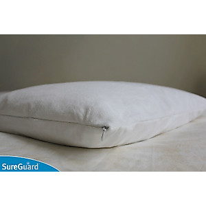 Set of 2 Standard Size SureGuard Pillow Protectors - 100% Waterproof, Bed Bug Proof, Hypoallergenic - Premium Zippered Cotton Terry Covers