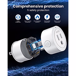 Ecoey Smart Plug - Smart Home Wi-Fi Outlet with Timing and Appointment Function, Smart Plugs with Voice Control, Familywell Pro/Tuya APP, ETL Listed, GW2001, 4 PACKS